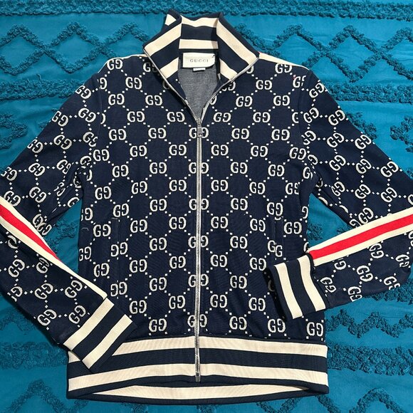 Gucci | Jackets & Coats | Gucci Jacquard Monogram Tracksuit Jacket ...